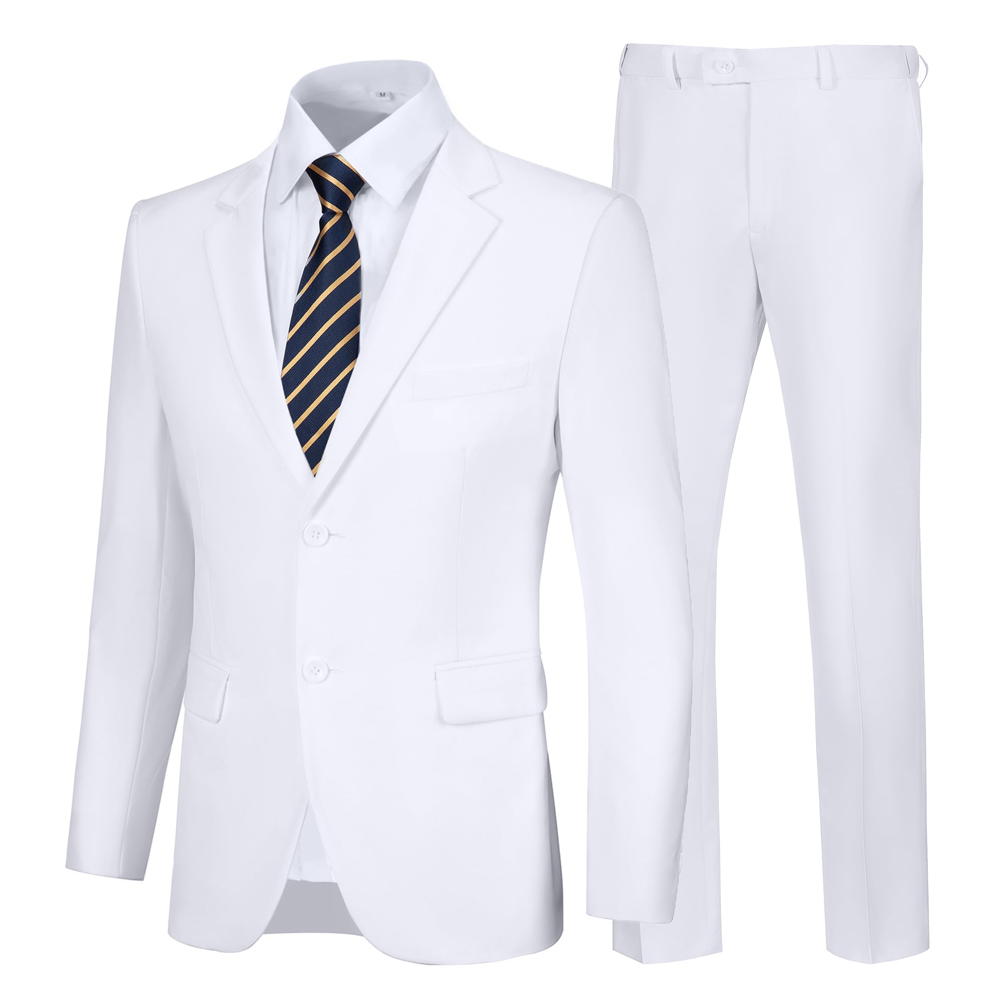 Mens White Suits Slim Fit 2 Piece Suit Set Groomsmen Suits for Wedding ...