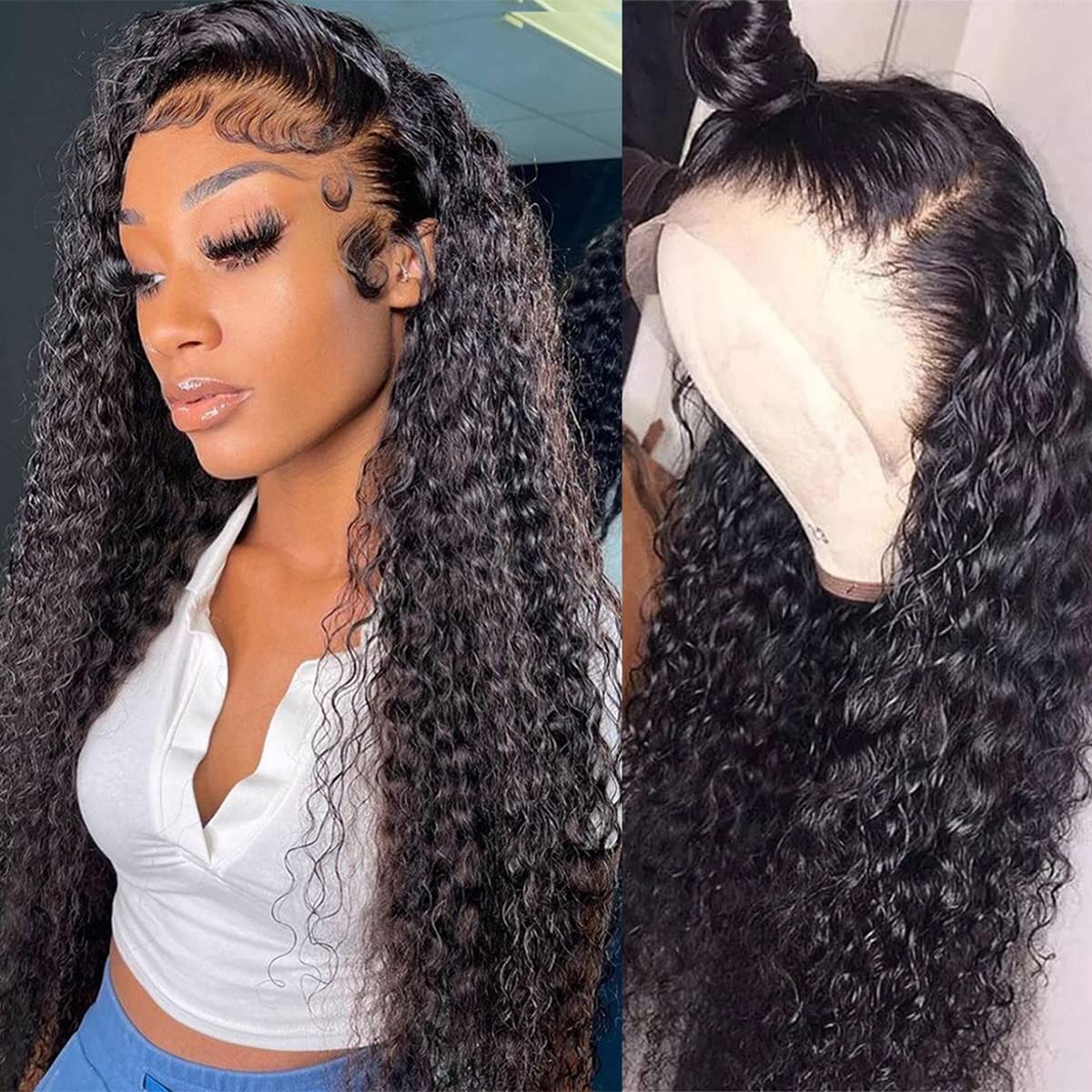 13x4 Lace Front Wigs Human Hair Pre Plucked 180% Density Brazilian Wet ...
