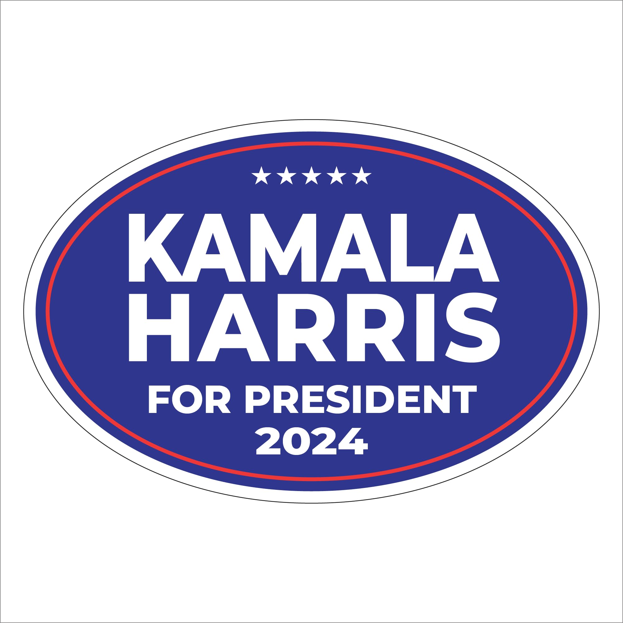 Kamala Harris for President 4" x 6" Blue Oval Shaped Presidential Camp ...