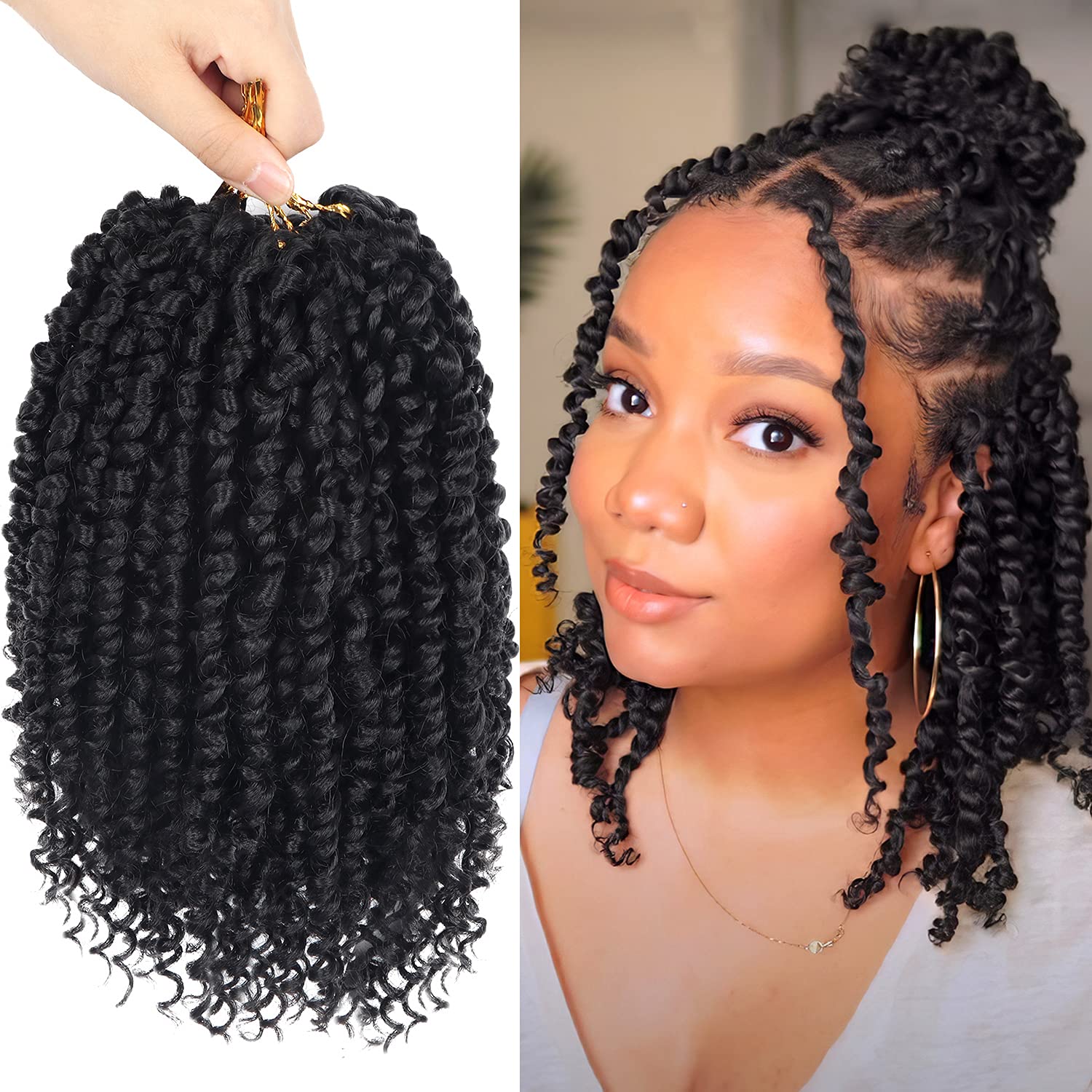 Bileaf 8 Packs Passion Twist Crochet Hair 10 Inch Pre-twisted Short Cr ...