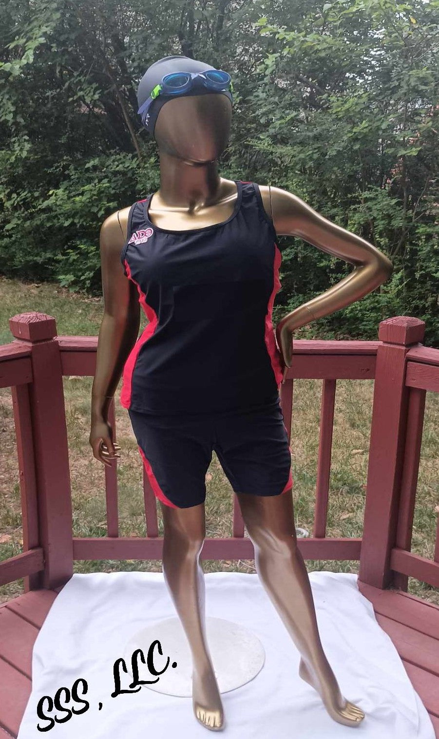 Red and Black 2 piece Colorblock swimsuit with DST decal – Simple to ...