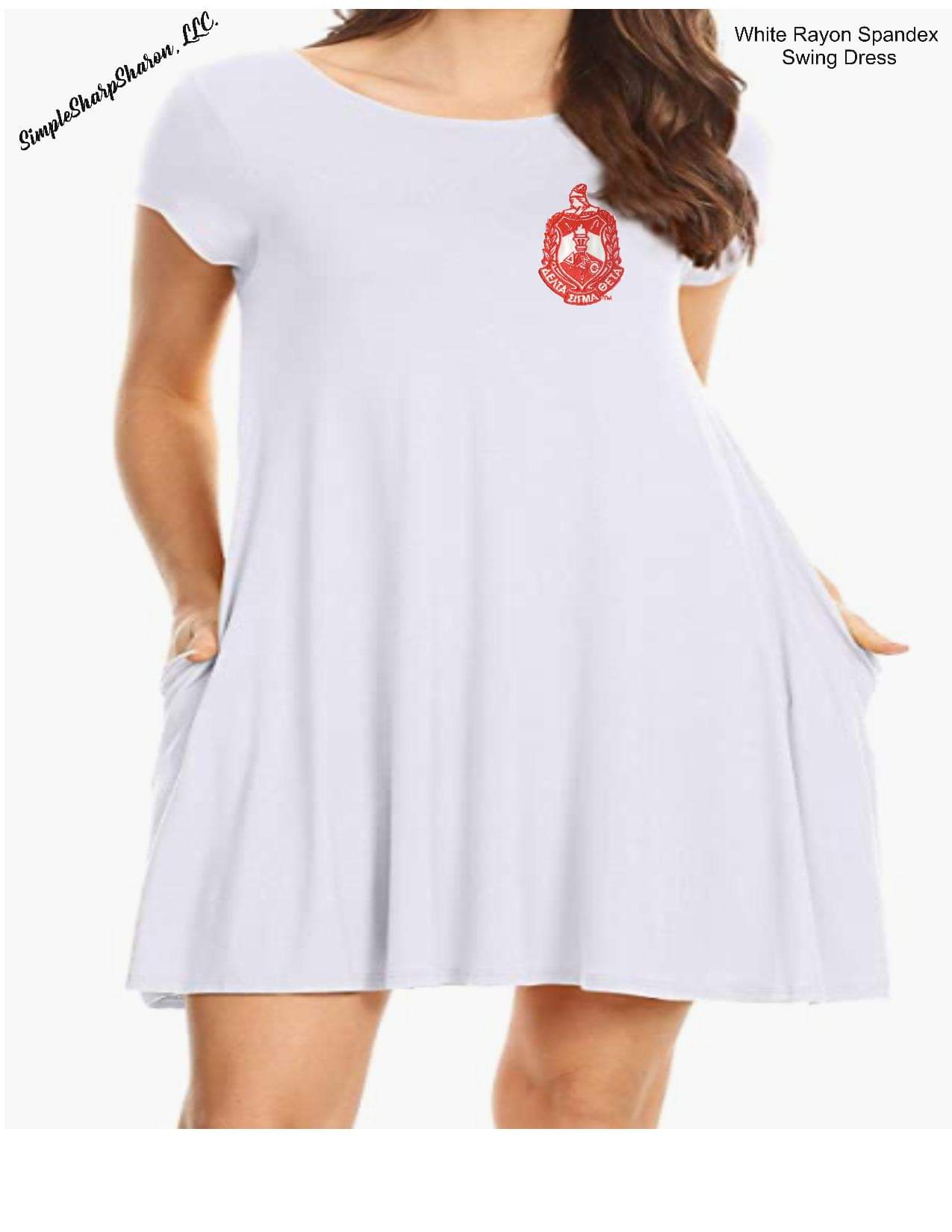 White Swing Dress with DST Shield – Simple to Sharp by Sharon, LLC.