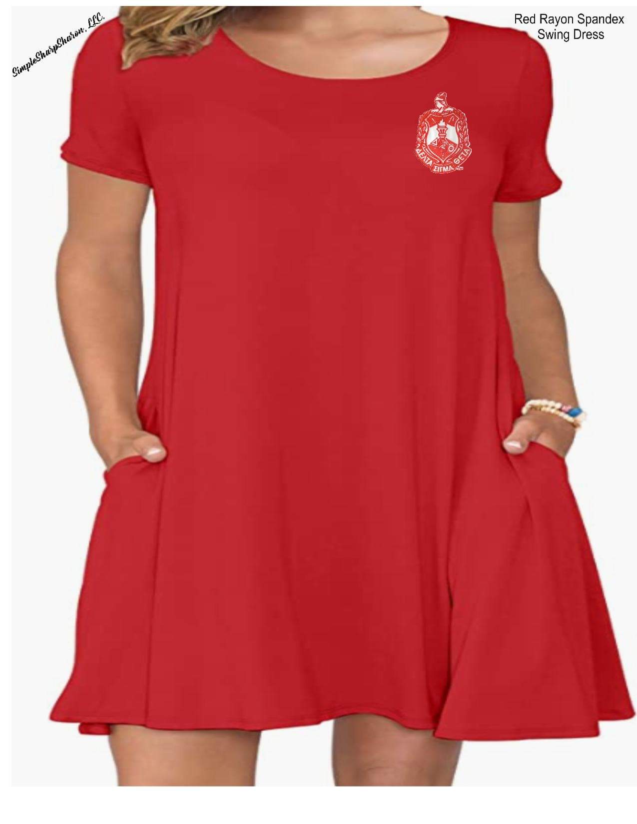 Red Swing Dress with DST Shield – Simple to Sharp by Sharon, LLC.