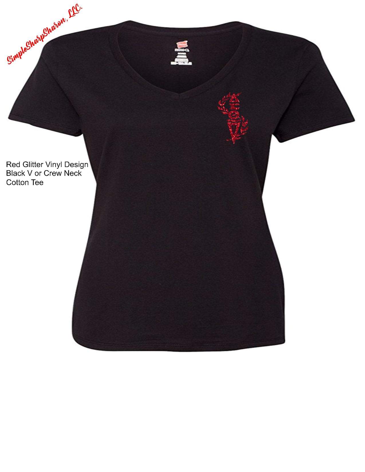 Black tee with DST Torch of Wisdom Design – Simple to Sharp by Sharon, LLC.